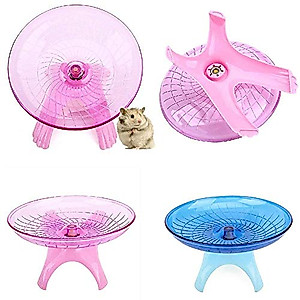lizhi Flying Saucer Exercise Wheel for Small Pets Hamster Jogging Running Silent Spinner Hamster (Pink)