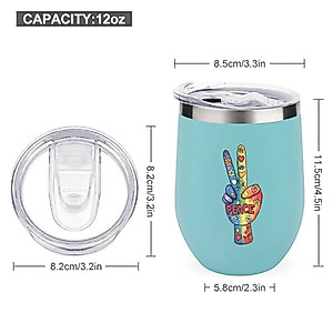 Watercolor Peace Sign Funny Wine Tumbler 12 Oz Stainless Steel Insulated Mug Double Wall Water Cup with Lid