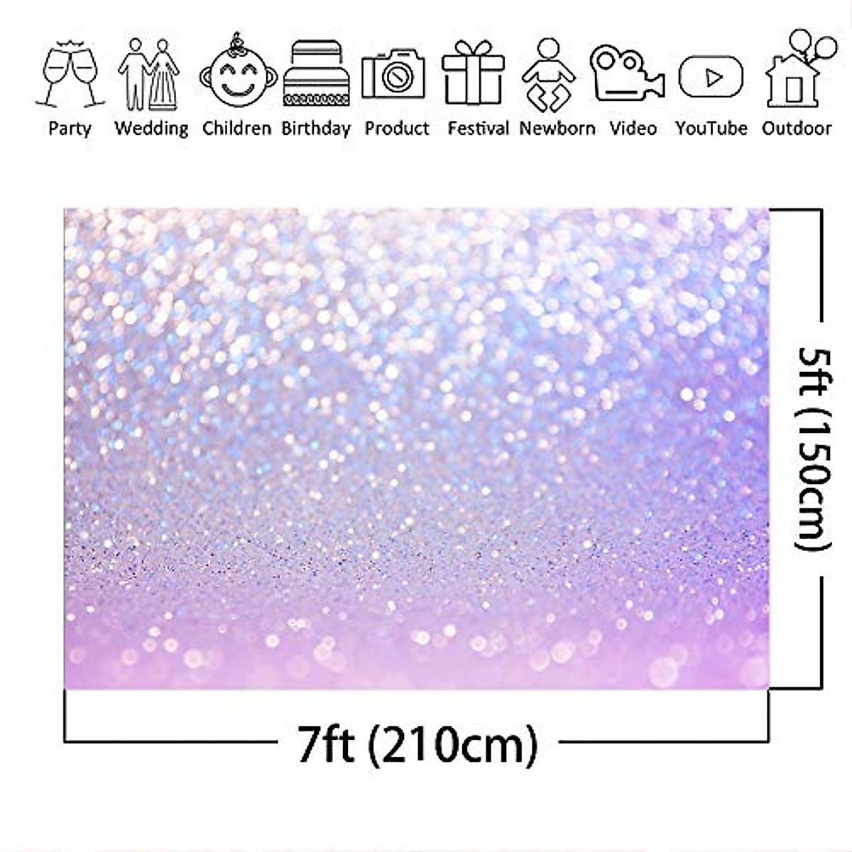 Mocsicka Light Purple Bokeh Backdrop for Photography Newborn Baby Shower Portrait Party Decoration Abstract Halo Dots (Not Glitter) Photoshoot Props (7x5ft)