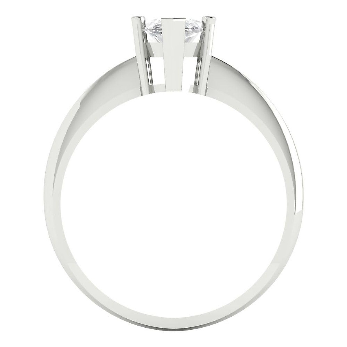 Clara Pucci 1.50 ct Marquise Cut Solitaire Genuine Lab Created White Sapphire Wedding Bridal Designer Engagement Ring 14k White Gold 3.5