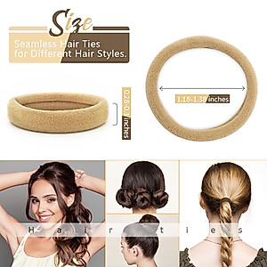 Dreamlover Hair Ties for Women, Girls Hair Ties for Thick Hair, Ponytail Holders, Seamless Hair Ties No Damage, Neutral Color, 50 Pieces