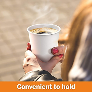 Lakesstory 50 Pack 9 oz White Disposable Paper Coffee Cups with Lid - Hot/Cold Beverages - Home Use - Microwave Safe - Compostable