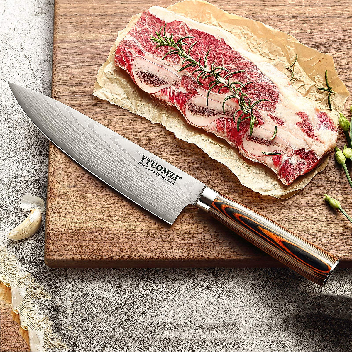 Ytuomzi Razor-Sharp Chef Knife, 8-inch High Carbon Stainless Steel Chef's Knife for Home Kitchen & Restaurant, 8" Chef Kitchen Knife with Sheath & Gift Box, Ergonomic Handle