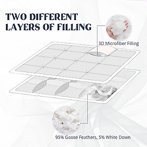 puredown® Premium White Goose Overfilled Bed Topper 100% Cotton Fabric Mattress Pad, King, Alternative and Feather