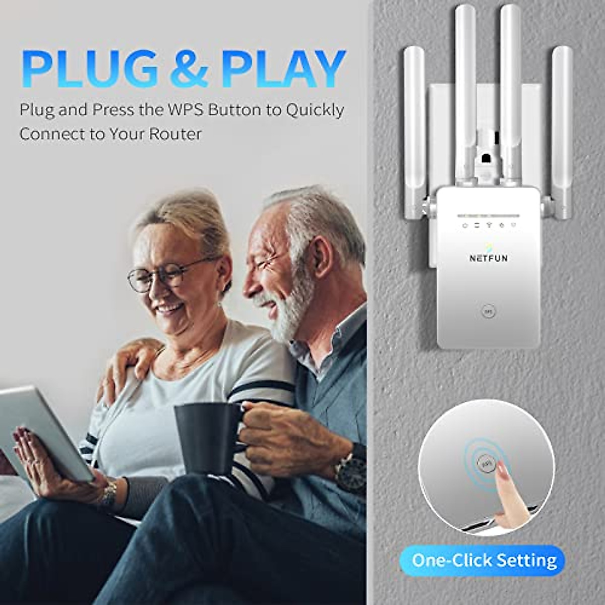 2023 Upgraded WiFi Extender Signal Booster for Home - up to 9956 sq.ft Coverage - Long Range Wireless Internet Repeater and Signal Amplifier with Ethernet Port - 1 Tap Setup, 5 Modes, 40+ Devices