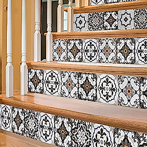 Orainege Bohemian Peel and Stick Wallpaper Backsplash 17.7inx78.7in Kitchen Wallpaper Peel and Stick Vinyl Self Adhesive Wallpaper Gray Boho Tile Pattern Contact Paper Decorative Removable Wall Paper