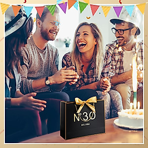 Kolldenn 30th Birthday Gift Bag Medium Black Gold 30th Birthday Paper Bag N°30 EST. 1994 Keepsake Metallic Printing 30 Birthday Party Present 1994 Wife Husband 30 Year Old Paper Bag for Gift Wrapping