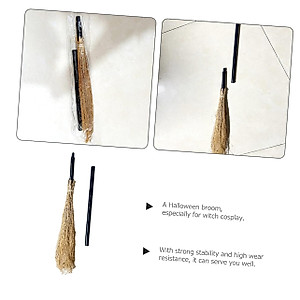 LALADEFIEE Masquerade Witch Broom Halloween Witch Besom Prom Props Halloween Besom for Decor Wizard Broomstick Halloween Costume Halloween Home Decor Broom Prop Toy Broom Ornament Wooden