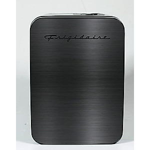 Frigidaire Mini Personal Fridge Cooler, Countertop, Holds Up to 10L/15 Cans, Brushed Black Stainless Rugged Design, Portable for Skincare, Makeup, Car, Office, Bedroom, Dorm Room, or Cabin