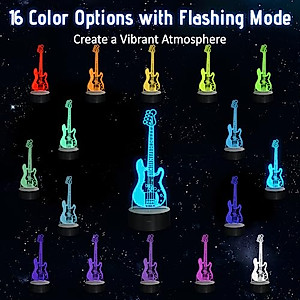 Anywin Guitar Gift, Bass Guitar Musical Instruments Illusion Night Light Festival Birthday Day Children Present Nursery Bedroom Desk Table Decoration for Boys Kids Music Lovers