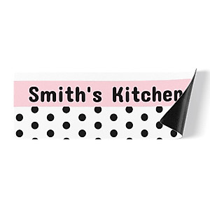 Custom Polka Dot Point Pink Black Kitchen Mats with Name Text Non Slip Soft Rubber Doormats Runner Carpets Rugs for Bathroom Bedroom Laundry Decor 48x17 Inch