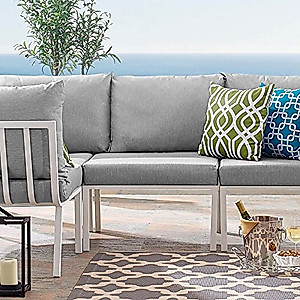 Modway EEI-3567-WHI-GRY Riverside Armless Chair, White Gray 29.5 x 26.5 x 28