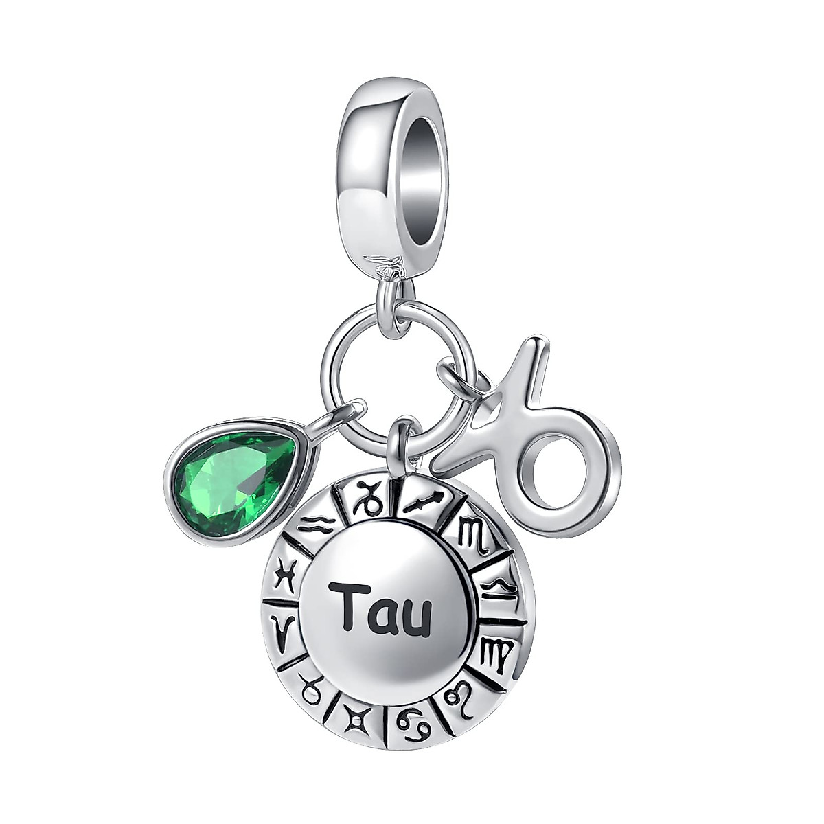 QeenseKc Taurus Zodiac Sign Teardrop Birthstone Birthday Charm Constellation Bead for Pandora Bracelet, (Aut-167_Tau)