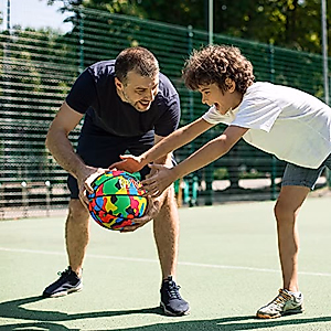 Lenwen 6 Pcs Basketballs Bulk Official Regulation Size Rubber Basketball with Pump Camouflage Standard Graffiti Youth Adults Practice Training Match Streetball Back to School Sport Gift(Size 7)