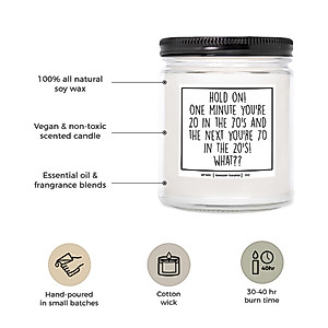 YouNique Designs 70th Birthday Candles for Home Scented Candle 9oz - 70 Year Old Birthday Gifts for Women, 70th Birthday Gifts for Men, 70 Year Old Woman - 70 Birthday Candles (Lavender & Vanilla)