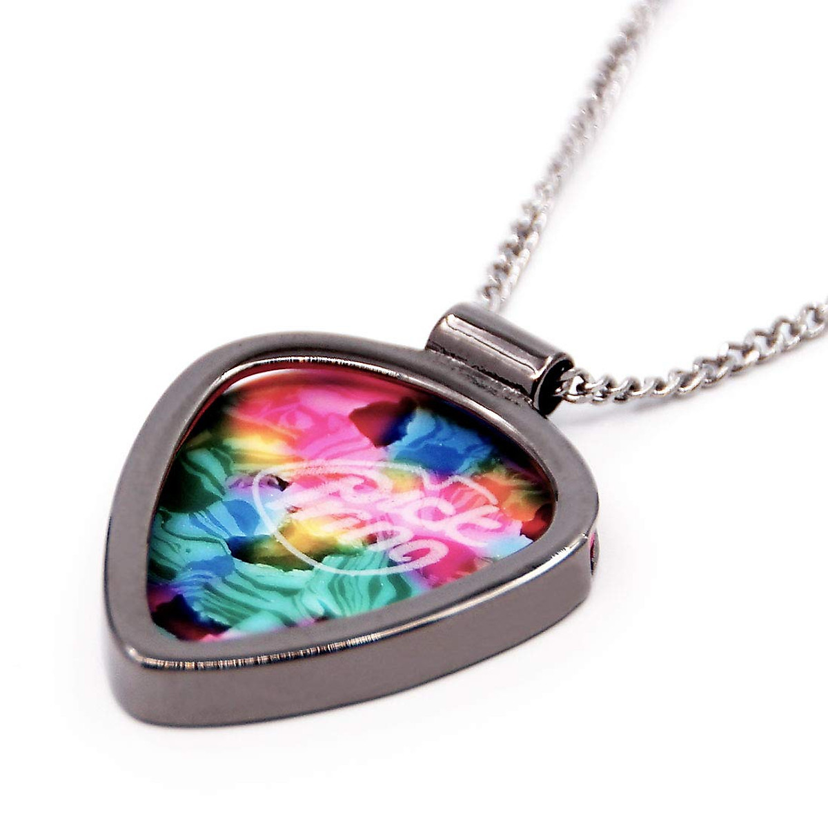 PICKRING Soundwave Shaped Guitar Pick Holder Necklace for Guitarists/guitar picks keeper storage pendant necklace stainless steel music lovers musicians gifts (Metal Black)