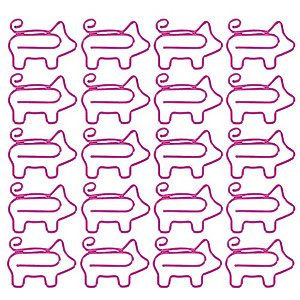 NUOBESTY 50Pcs Paper Clips Cute Animal Shape Bookmark Clips Metal Paper Files Holder Creative Office School Supply (Pink Pig)