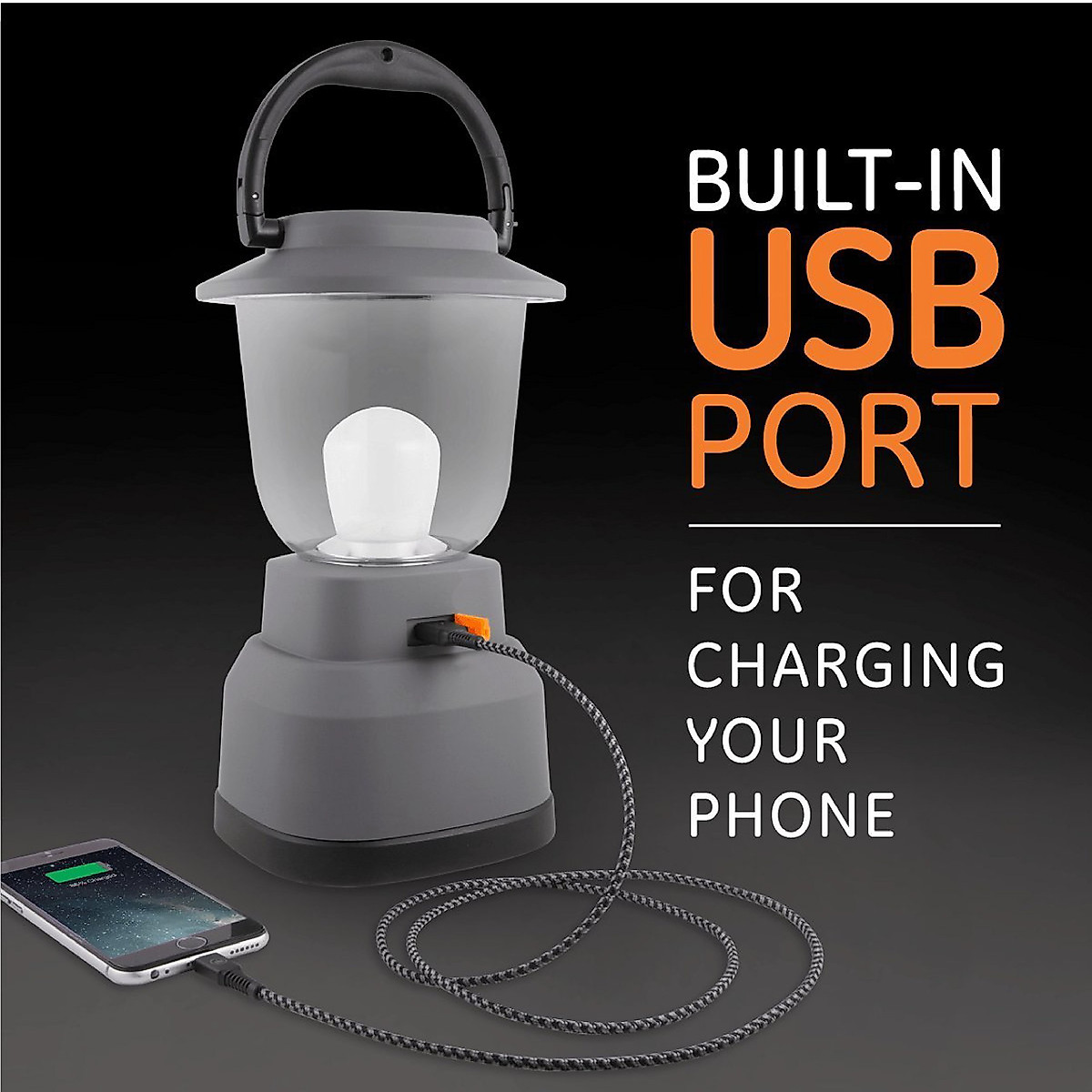 Eco Survivor EcoSurvivor LED Camping Lantern, Emergency Lantern, Battery Powered, 800 Lumens, 200 Hour Run Time, Gray, Ideal for Hiking, Outdoors, Emergency, Hurricane and Storm, 39616