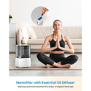 FABULETTA Humidifiers for Bedroom, Warm and Cool Mist Humidifier Large Room for Home, 4.5L Top Fill Room Humidifier with 45H Runtime, 3 Mist Levels, Essential Oil Diffuser, Quiet Sleep Mode ＆ Timer