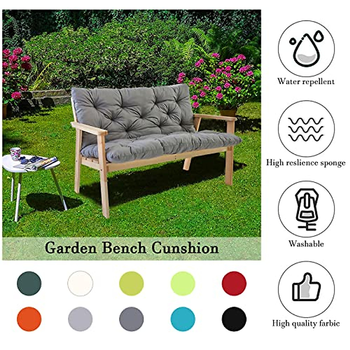 AvgnLxqe Swing Replacement Cushions 2-3 Seater Patio Swing Cushion with Backrest Waterproof Bench Cushion Loveseat Thick Garden Seat Cushion for Outdoor Patio Backyard Furniture (White 39.3x39.3in)