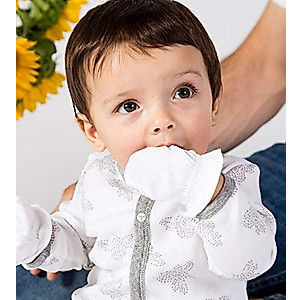 Burt's Bees Baby Unisex Baby Mittens, No-scratch Mitts, 100% Organic Cotton, Set of 3 Gloves, Midnight