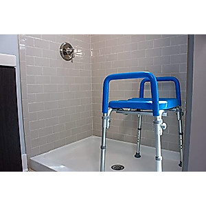 Ultimate Raised Toilet Seat with Handles, Padded, Armrests, Adjustable Height, Premium Elevated Toilet Seat for Elderly Bathroom Safety with Arms, Standard and Elongated Toilets, Blue