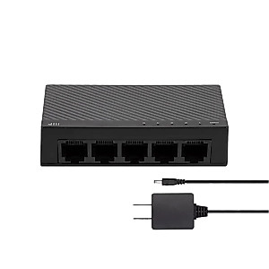 Monoprice 5-Port 10/100Mbps Fast Ethernet Unmanaged Network Switch | Compact Size, Plug and Play, Auto Negotiation and Auto MDI/MDIX, Wall Mount,Black