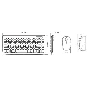 Perixx Periduo-707 Wireless Mini Keyboard and Mouse Set, Piano Black, US English Layout, 10900