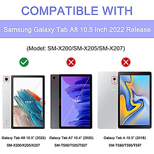 EKVINOR Case for Samsung Galaxy Tab A8 10.5 Inch 2022 Release (Model SM-X200/X205/X207), Folio Stand Cover Protective Case for Galaxy Tab A8 10.5” Tablet 2022 Model - Red