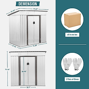 JAXPETY 4' x 6' Ft Outdoor Storage Shed, Metal Tool Shed with Vents, Lockable Door, Organizer House for Garden Backyard Patio Lawn, Weatherproof, White