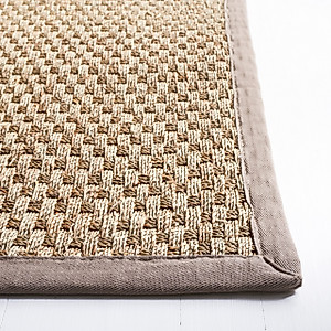 SAFAVIEH Natural Fiber Collection X-Large Area Rug - 11' x 15', Natural & Grey, Border Basketweave Seagrass Design, Easy Care, Ideal for High Traffic Areas in Living Room, Bedroom (NF114P)
