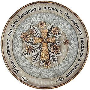 Carson Home Accents 12356 10 Inch Resin Outdoor Decor Treasured Memory Garden Stone Plaque with Bronze Accents