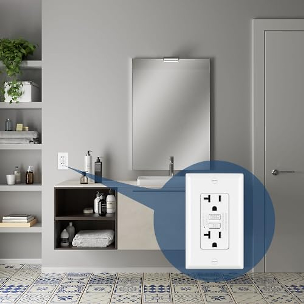 (10 Pack) UNIELE 20 Amp Slim Non-Tamper Resistant GFCI Outlet, GFI Receptacle with LED Indicator, 20A/125V, Wallplate Included, ETL Certified