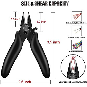 BOENFU 3.5-in Mini Cutter with Lock, Micro Wire Cutter with Spring, Small Snips - Black