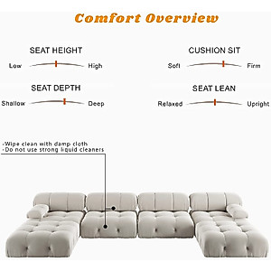 BOKIFOL Sectional Sofa, Modular Sectional Couch with Ottomans- U Shaped Couch for Living Room, 6 Seater Sofa Sets,138"(Beige)