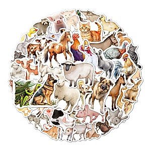 Pack 50 Pcs Farm Animal Stickers for Water Bottles Waterproof Laptop Luggage Computer Scrapbooking Teens Adults Girls Boys Cute Funny Aesthetic Sticker Packs Small Vinyl Decals