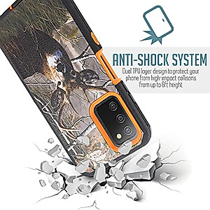 Thousandgear Designed for Samsung Galaxy A03S Shockproof Holster Tough Rubber Rugged Hybrid Case Silicone Triple Protective Anti-Shock Shatter-Resistant Mobile Phone Built in Screen Protector (Deer)