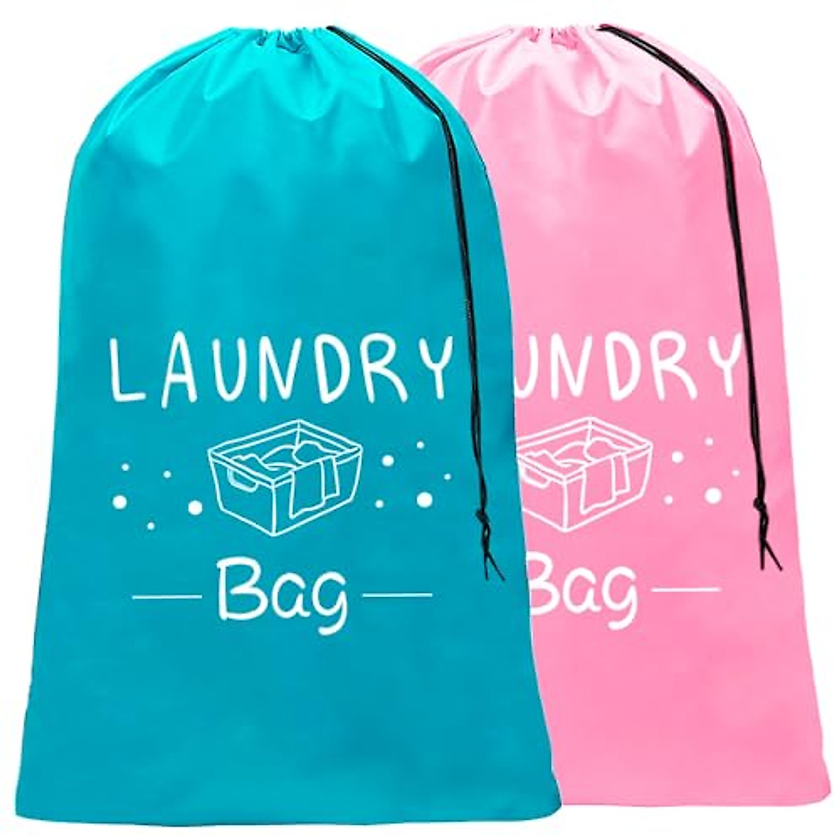 Sylfairy 2 Pack Extra Large Travel Laundry Bag, Dirty Clothes Organizer with Drawstring,Heavy Duty Travel Laundry Bags,Easy Fit a Laundry Hamper or Basket Travel Essentials