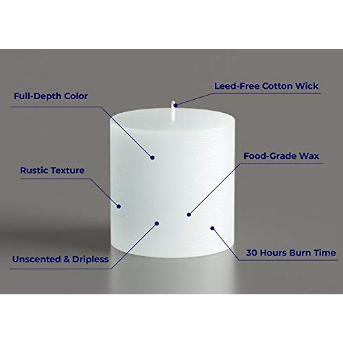 Set of 3 Pillar Candles 3" x 3" Unscented Handpoured Weddings, Home Decoration, Restaurants, Spa, Church Smokeless Cotton Wick - White