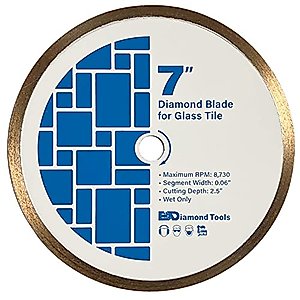 7" Diamond Saw Blades for Glass Mosaic, 5/8" Arbor