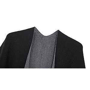 Urban CoCo Women's Vintage Poncho Cape Tassel Shawl Wrap Cardigan Coat (Black)