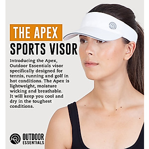 OutdoorEssentials Sun Visor Hat for Women & Men - Womens Visor, Tennis Visor, Golf Visor - Running Visor White - White