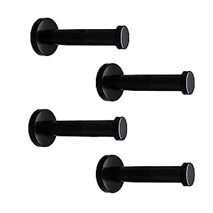 NELXULAS Classic Black Stainless Steel Heavy Duty Wall Mount Hooks, Bath Towel Hooks, Coat Hanger, Handbag Hooks, 4 in Pack (4")