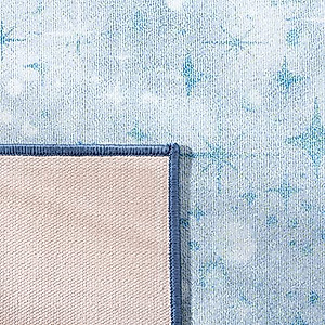 SAFAVIEH Disney Princess Collection Machine Washable Slip Resistant 5' x 7' Light Blue/Blue Iconic Kids Bedroom Nursery Playroom Area Rug