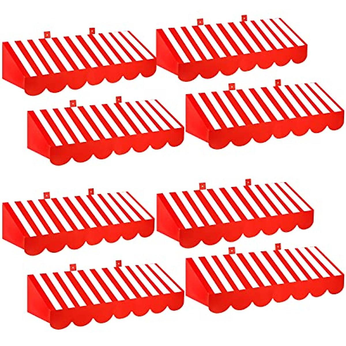 Tallew 8 Pcs 3D Awning Wall Decor Stripes Paper Carnival Tent Circus Birthday Candy Party Theme Doors Window Classroom Home Christmas (Farmhouse Style), Red and White, 63 x 23 cm/ 24.8 x 9.06 inches