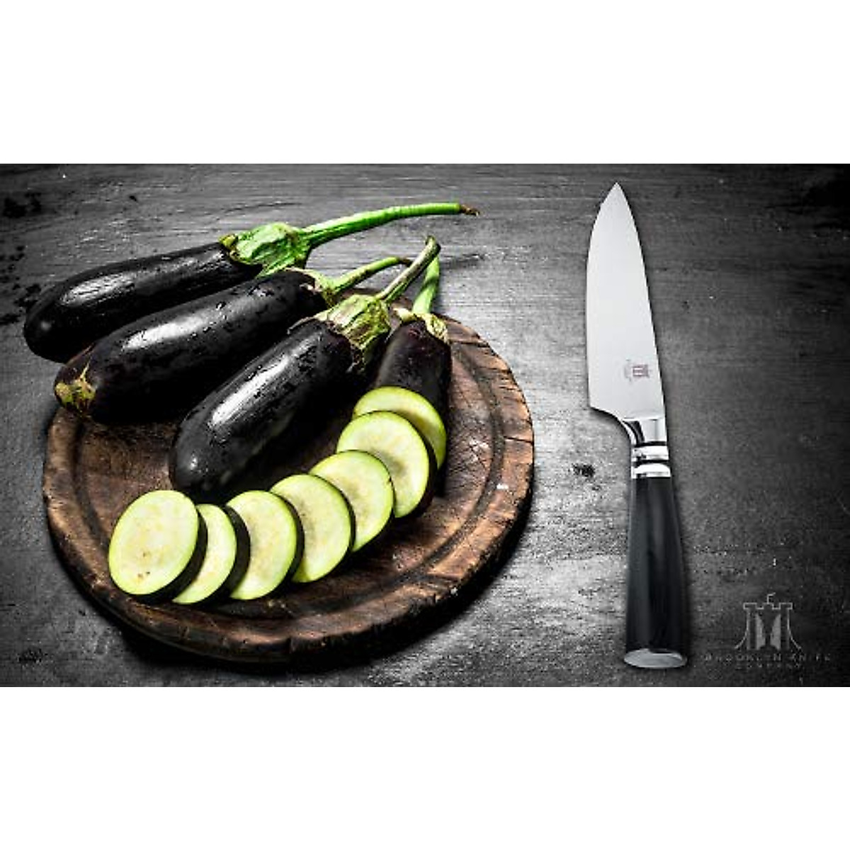 Brooklyn Knife Co. 4 Piece Set - Japanese Seigaiha Series - Etched HC Steel 8-7-7-3.5-Inch