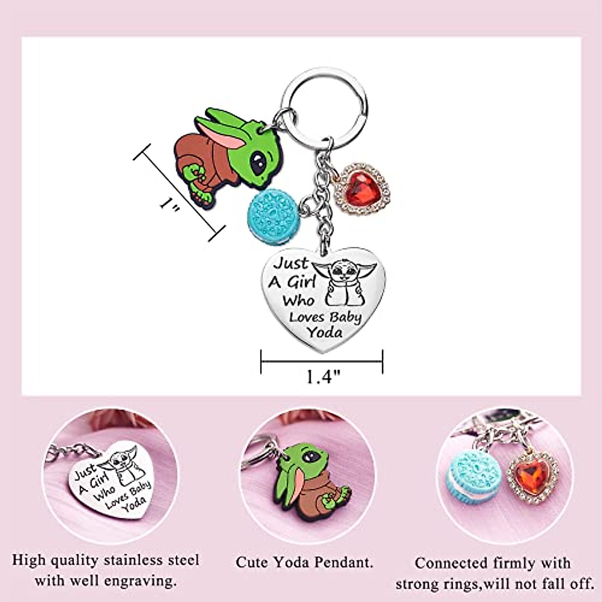 Melix Home Baby Yo-da Gifts Cute Mandalorian Keychain Gift For Daughter Teen Girls Yo-da Stuff Heart Keychains Birthday Present