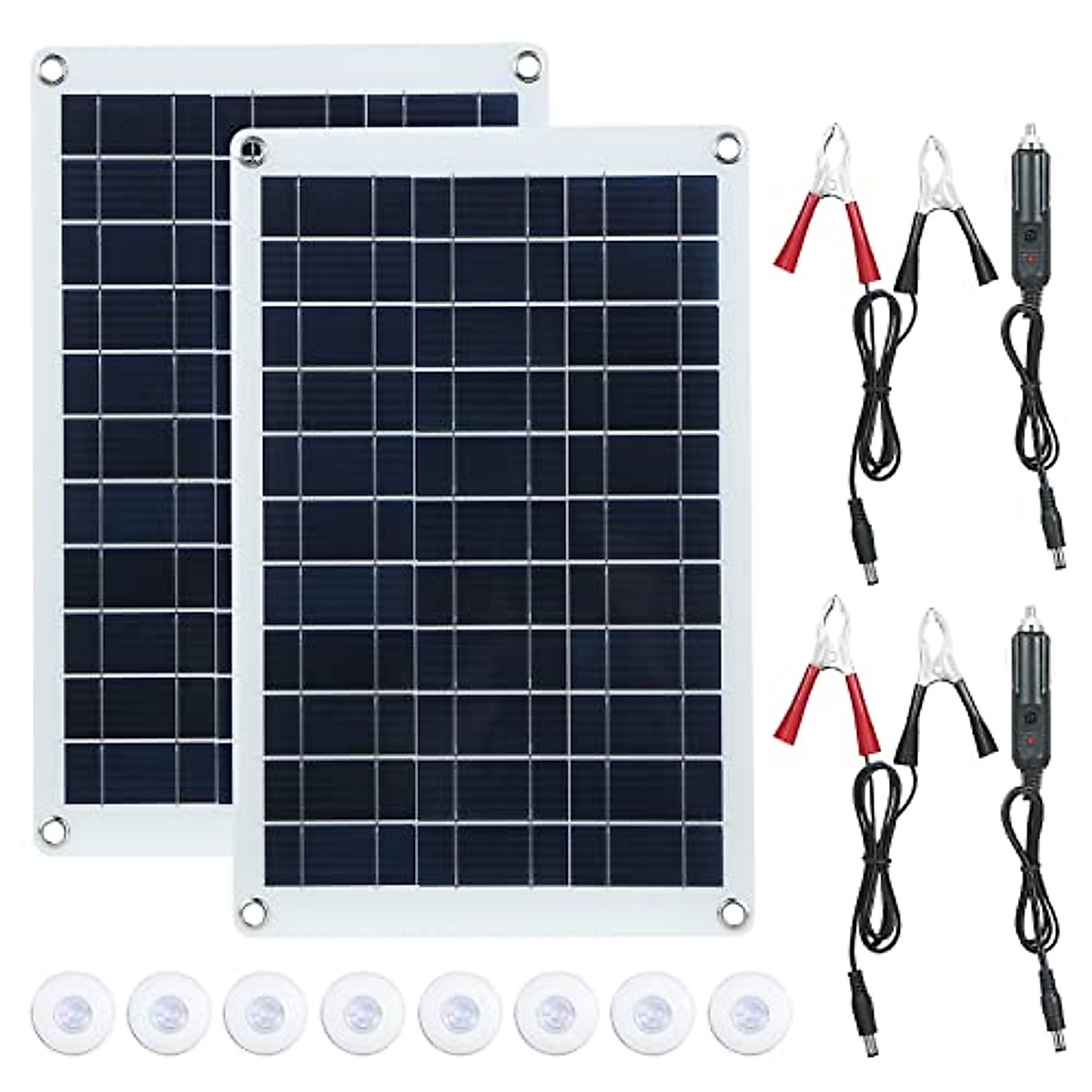 Solar Panel, Lixada 60W Portable Flexible Solar Panel Kit Set, IP65 Waterproof with DC Alligatoe Clip & 1 * Car Charger Port Solar Cell Solar Panel for Home, Outdoor Camping, Travel
