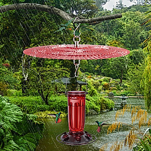 11.2" Metal Bird Feeder Rain Guard, Red Dome Shield Cover Umbrella Shade for Hummingbird Oriole Feeder, Squirrel Baffles for Bird Feeders