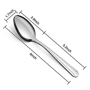 BEWOS 24 Pieces Dinner Spoons Set, 8-Inch Spoons Silverware, Stainless Steel Spoons, Silverware Spoons, Mirror Polished Tablespoons, Dishwasher Safe, Silver Spoons For Home, Kitchen or Restaurant